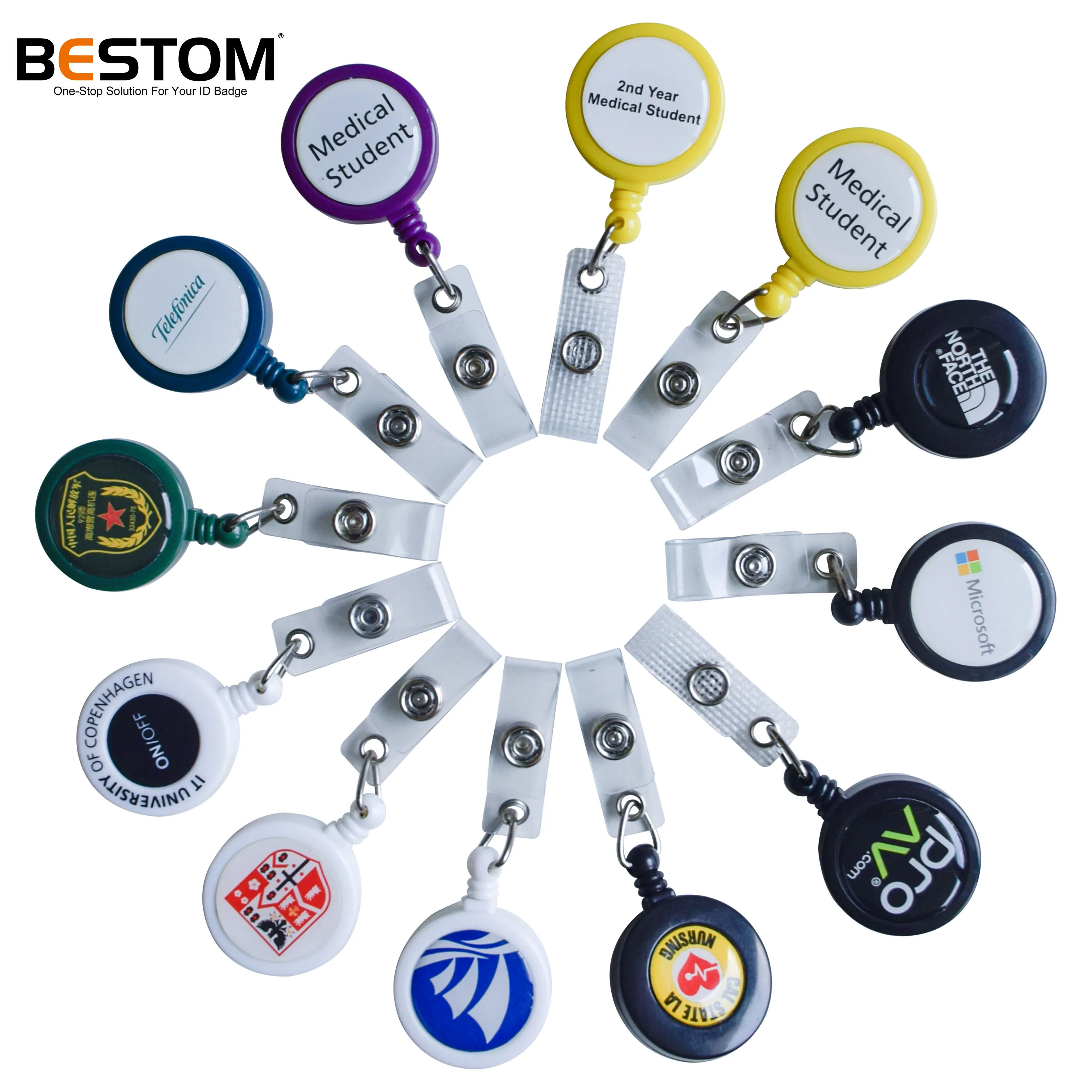 Bestom Custom Epoxy Resin Logo Retractable Id Name Card Holder Badge ...