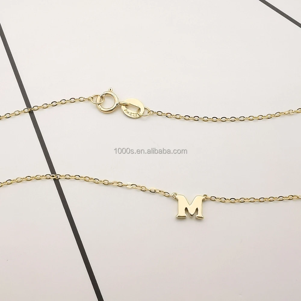 Simple 9k Real Gold Custom Letter M Necklace Dainty Jewelry Necklaces ...