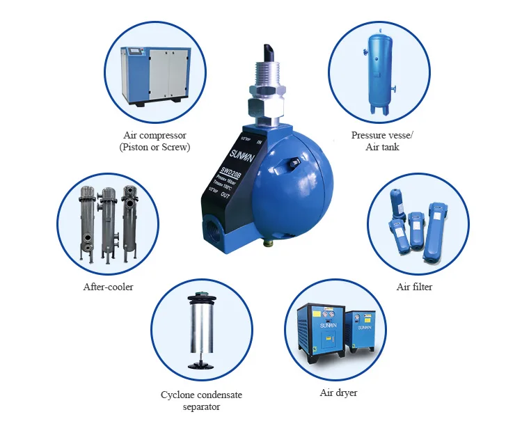 16 Bar External Auto Drain Valve For Compressed Line Air Filter System ...