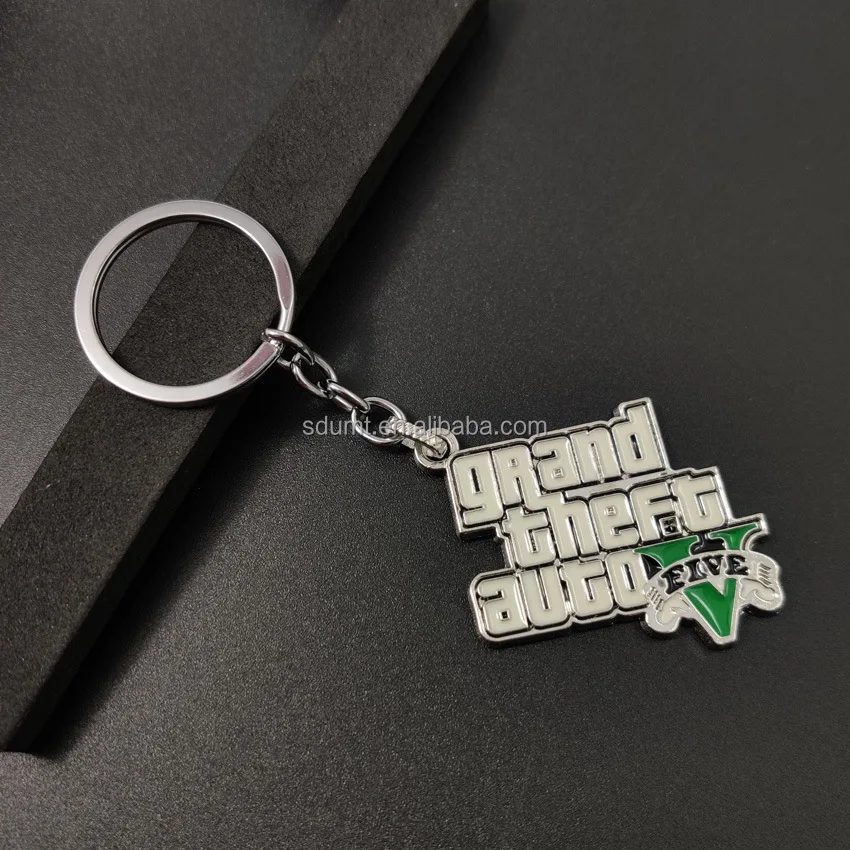 Hot Sale Keychain Grand Theft Auto V Logo Keyring Llavero Metal Pendant ...
