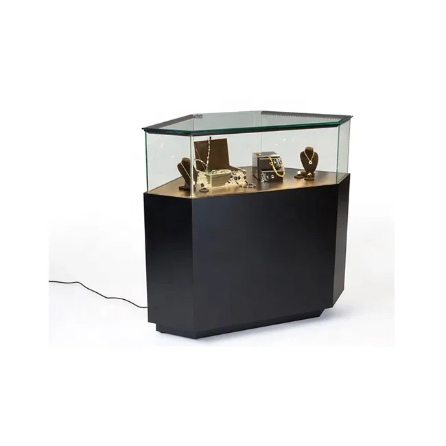 44" Quarter Vision Glass Led-lit Jewel Display Counter Corner Display ...