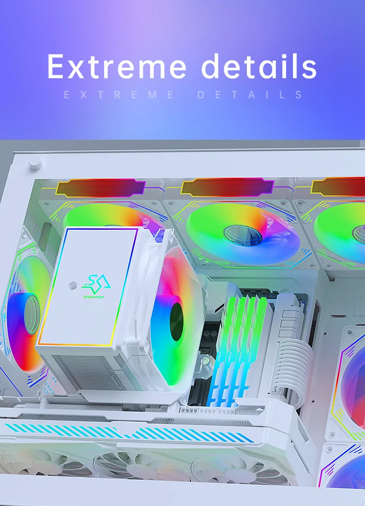 SNOWMAN ARGB Mirror PC Case Fan 4Pin PWM 120mm ATX Fans Gaming Cooling ...