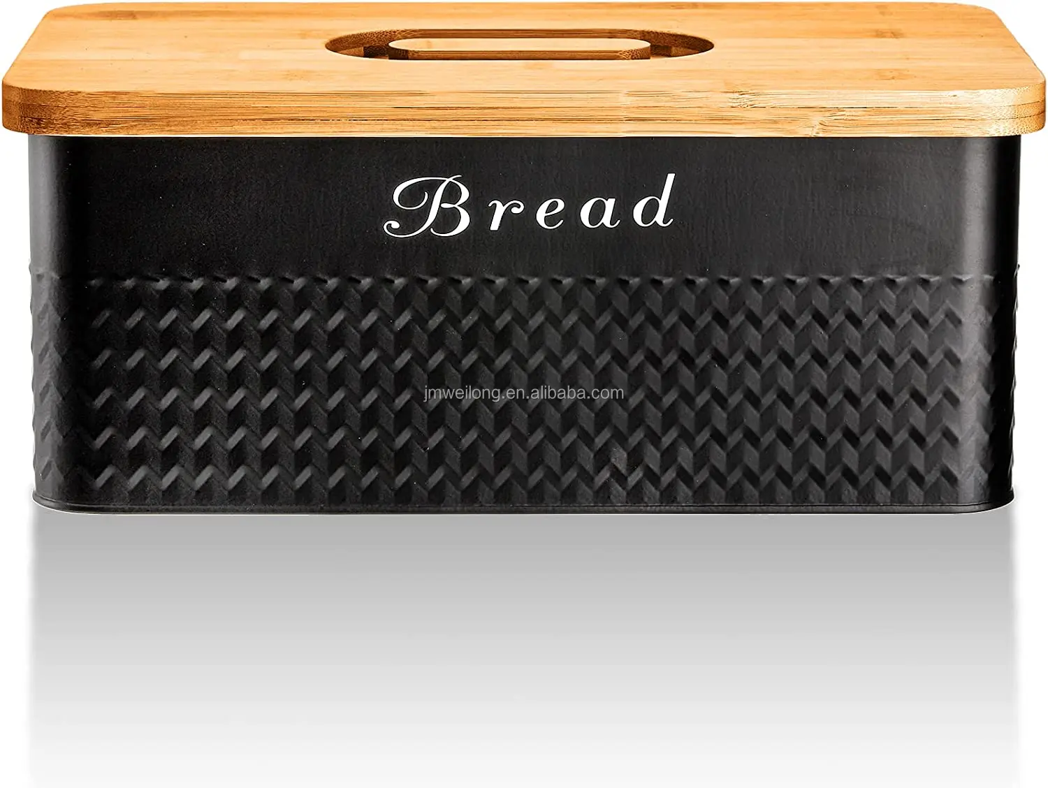 Modern Metal Bread Box With Bamboo Lid Storage Container Holder Space ...