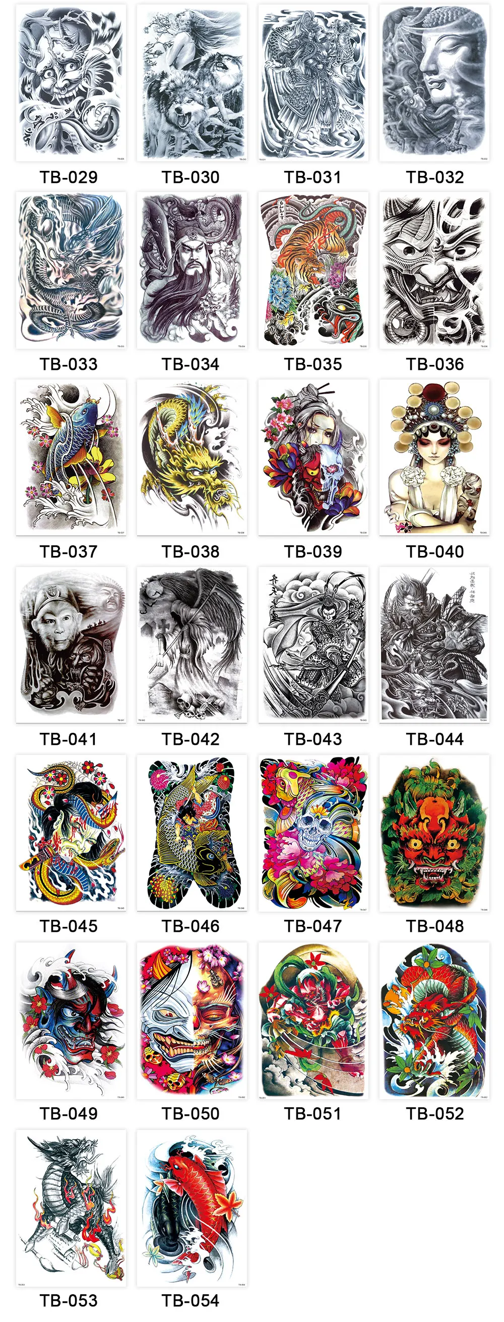 Large Size Men's Full Back Temporary Tattoo Sticker Long-lasting Cool ...