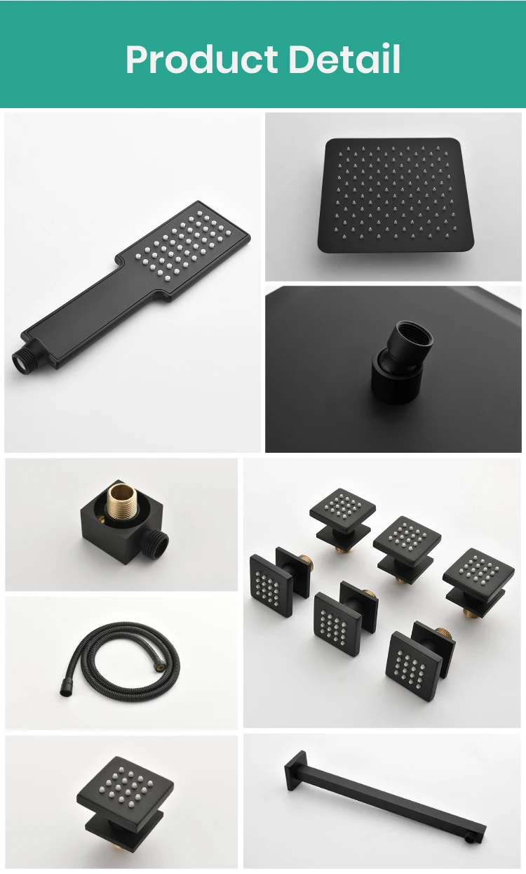 Empolo Luxury Black 3 Functions Thermostatic Shower Set