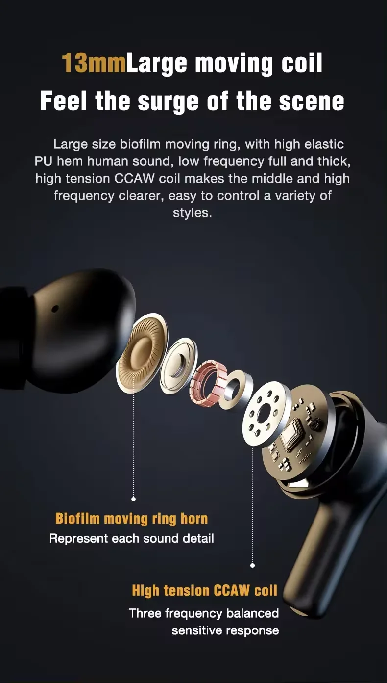 Moresport TWS M16 ANC ENC Noise Cancelling Earbuds - 6H Playtime