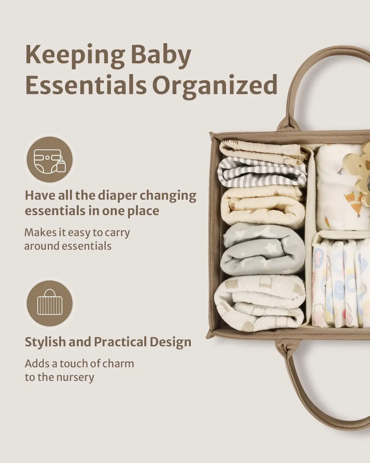 Custom Label Stylish Nursery Storage Basket - Baby Diaper Caddy Organizer