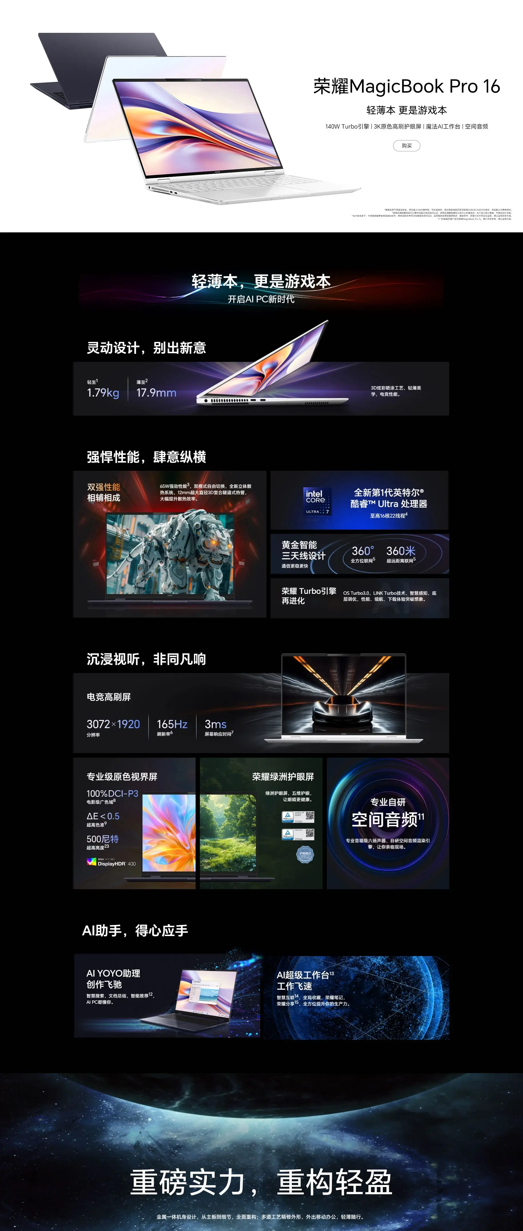 New Honor Magicbook Pro 16 2024 Hunter Laptop 16-inch 3k Display Ultra 5 125h 24gb+1tb Ai Light ...