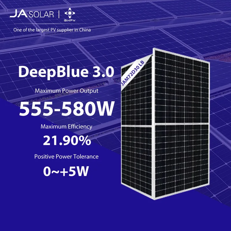 Ja Bifacial Mono 555w 560w Panneaux Solaires 565w 570w 575w 580w Double Glass Module Solar Pv ...