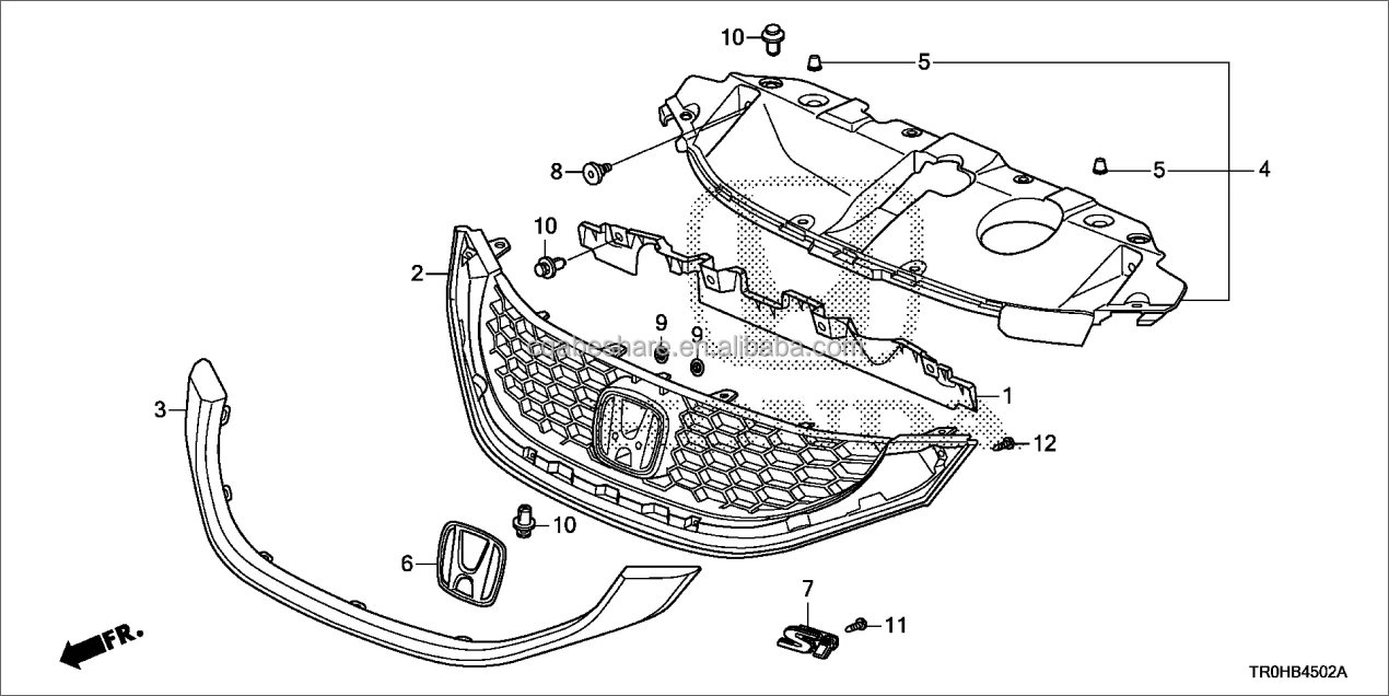Car Front Grille Cover 71121-TR0-A01 for Honda Civic FB2