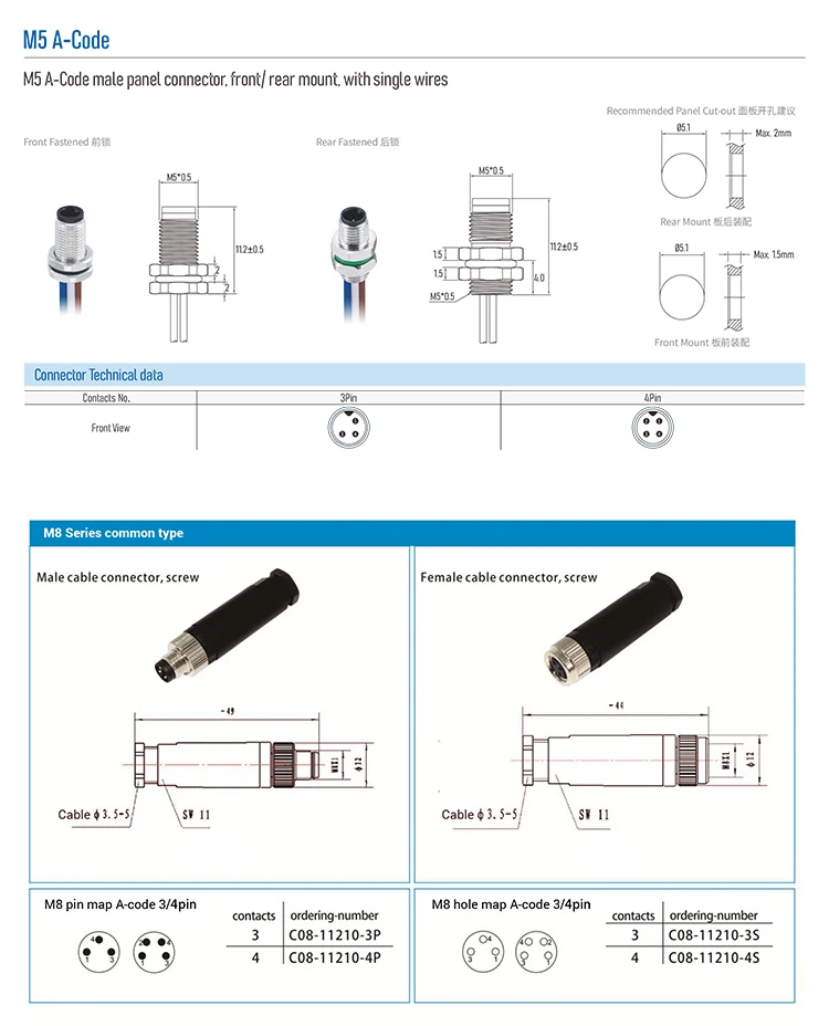 Automotive M5 M8 M9 M12 M16 M23 Wire Cable Electricity Waterproof Block ...