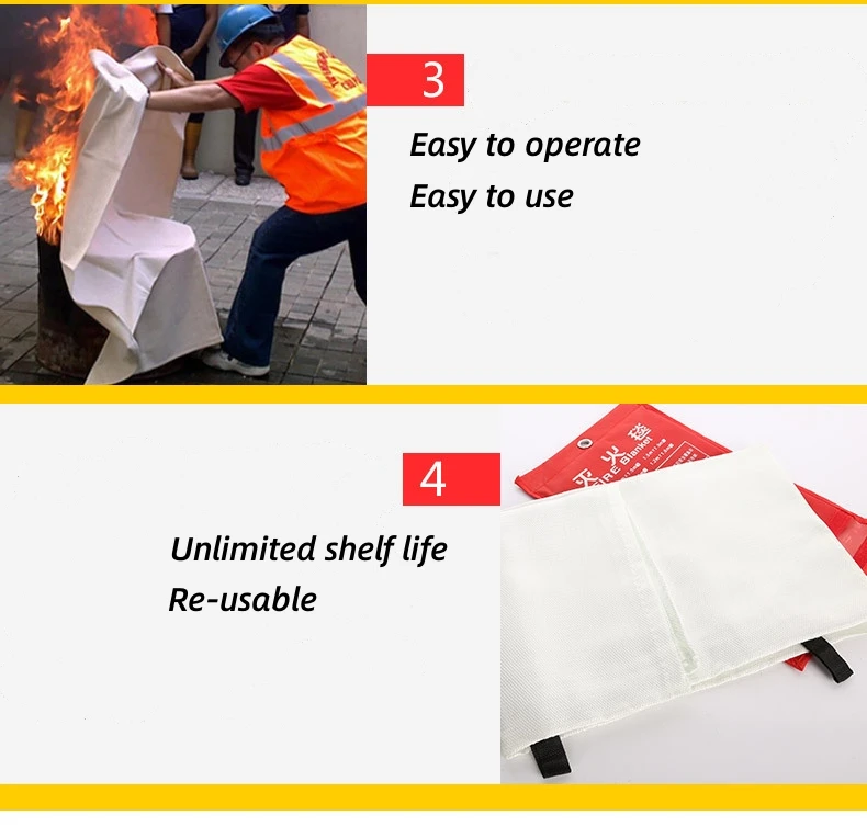 Reusable Fire Fighting Equipment Fiberglass Cloth Fire Blanket ...
