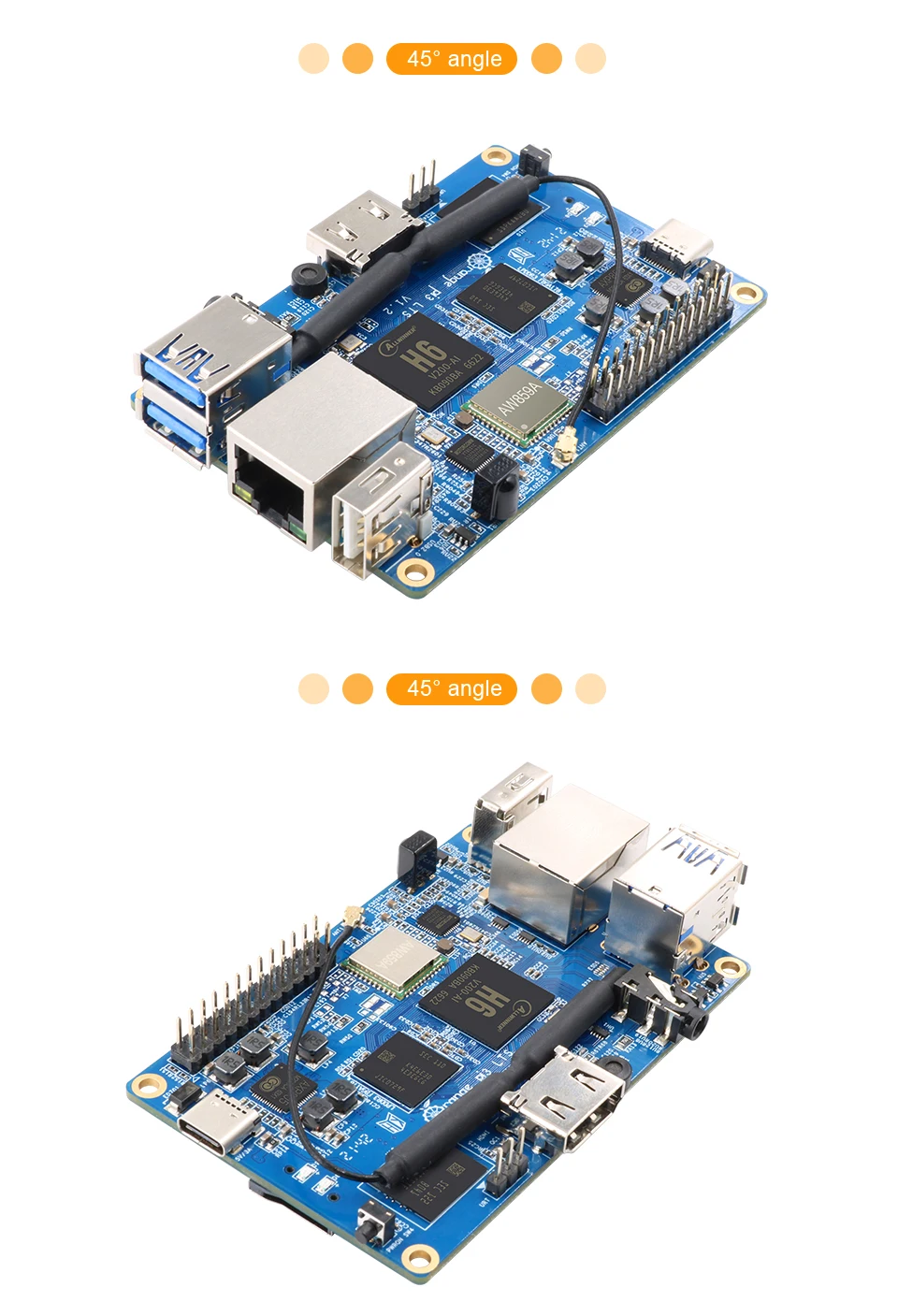 Orange Pi 3 Lts 2g8g Emmc With Wifi+bt5.0,Allwinner H6 Soc,Open Source Board Computer,Run ...