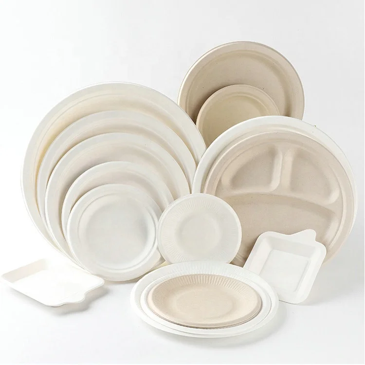 Ownfolk Disposable Biodegradable White Paper Plates Forks Knives ...