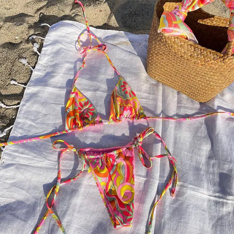 Custom Traje De Bano Bikini Tye Dye Swimsuit Swimwear Beachwear Floral ...