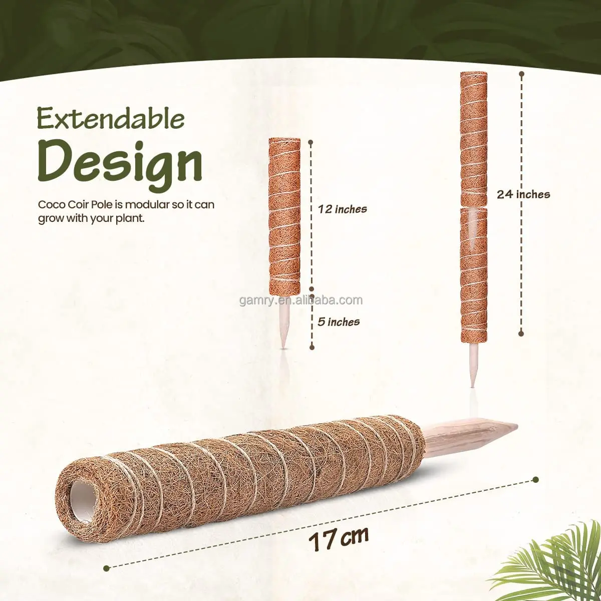 Coconut Coir Moss Totem Pole - Support for Monstera Plant