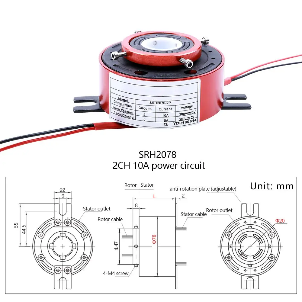 Premium 20mm Through-bore Conductive Rotary Connectors For Packaging ...