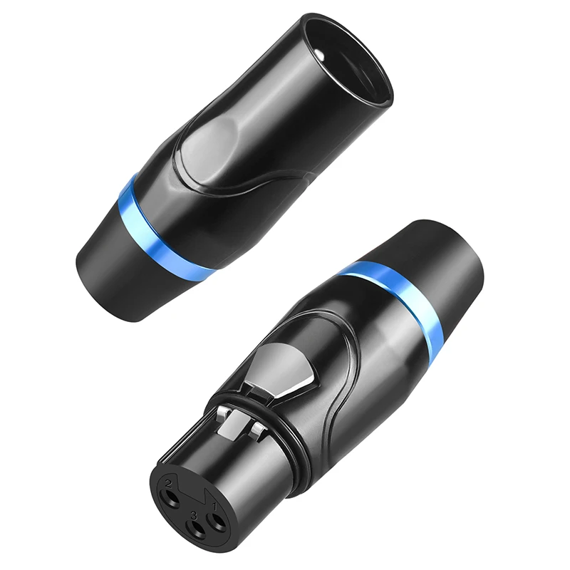 Blue 3 Pin Xlr Connectors Male+ Female 3 Pole Xlr Plug Jack Socket ...