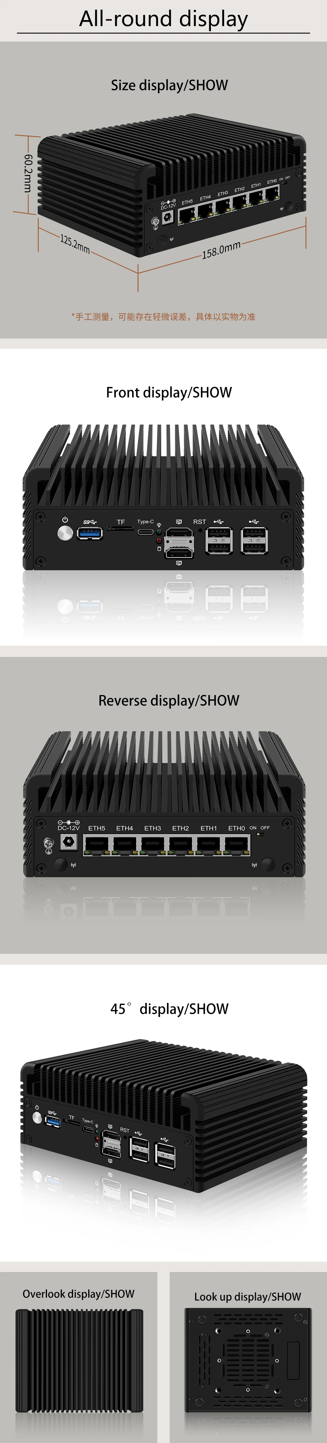 6 LAN I226-V 2.5G Firewall Router Core 3 N355 N150 Fanless