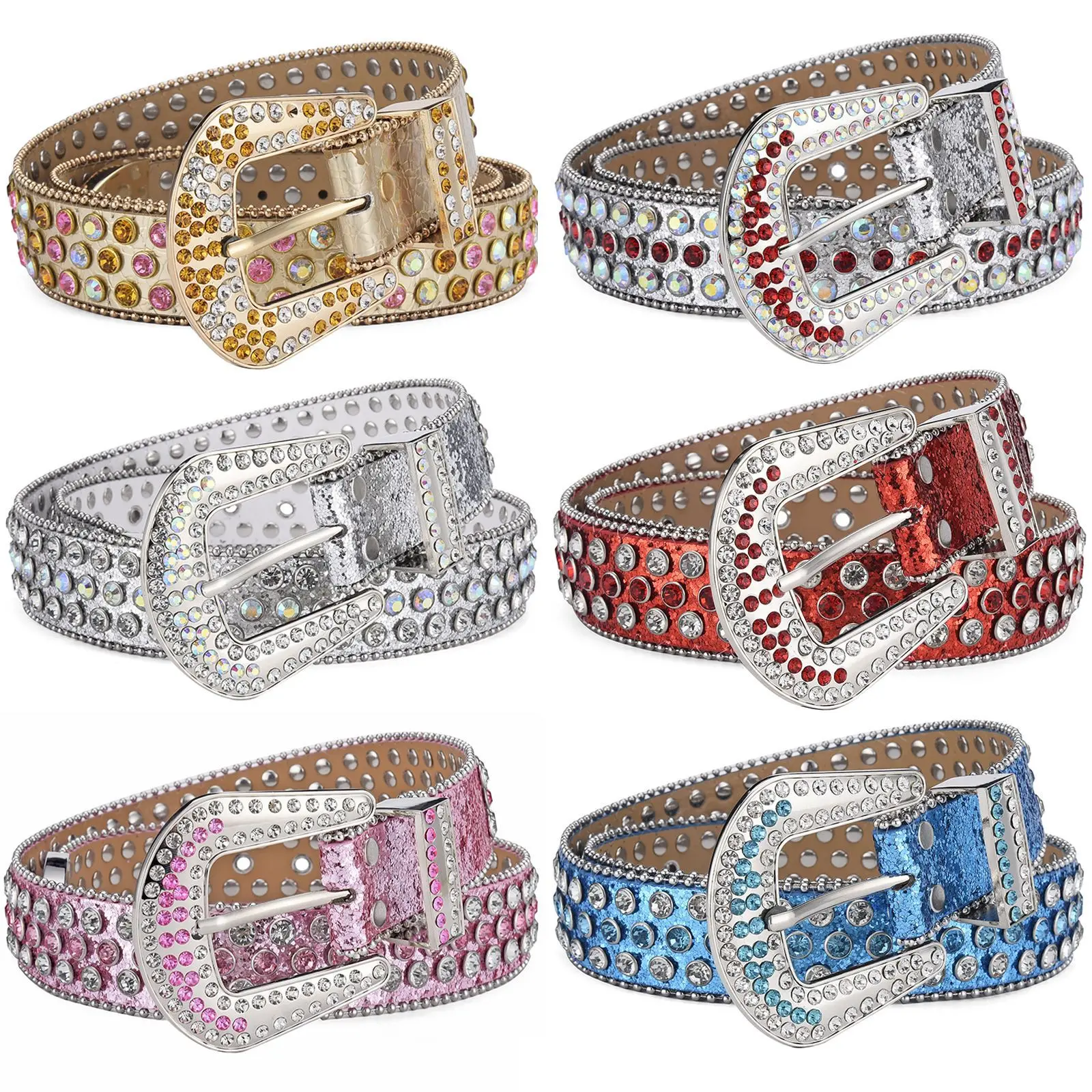 Crystal Studded Punk Rock Belt Rhinestone Unisex Ladies Men Fashion ...