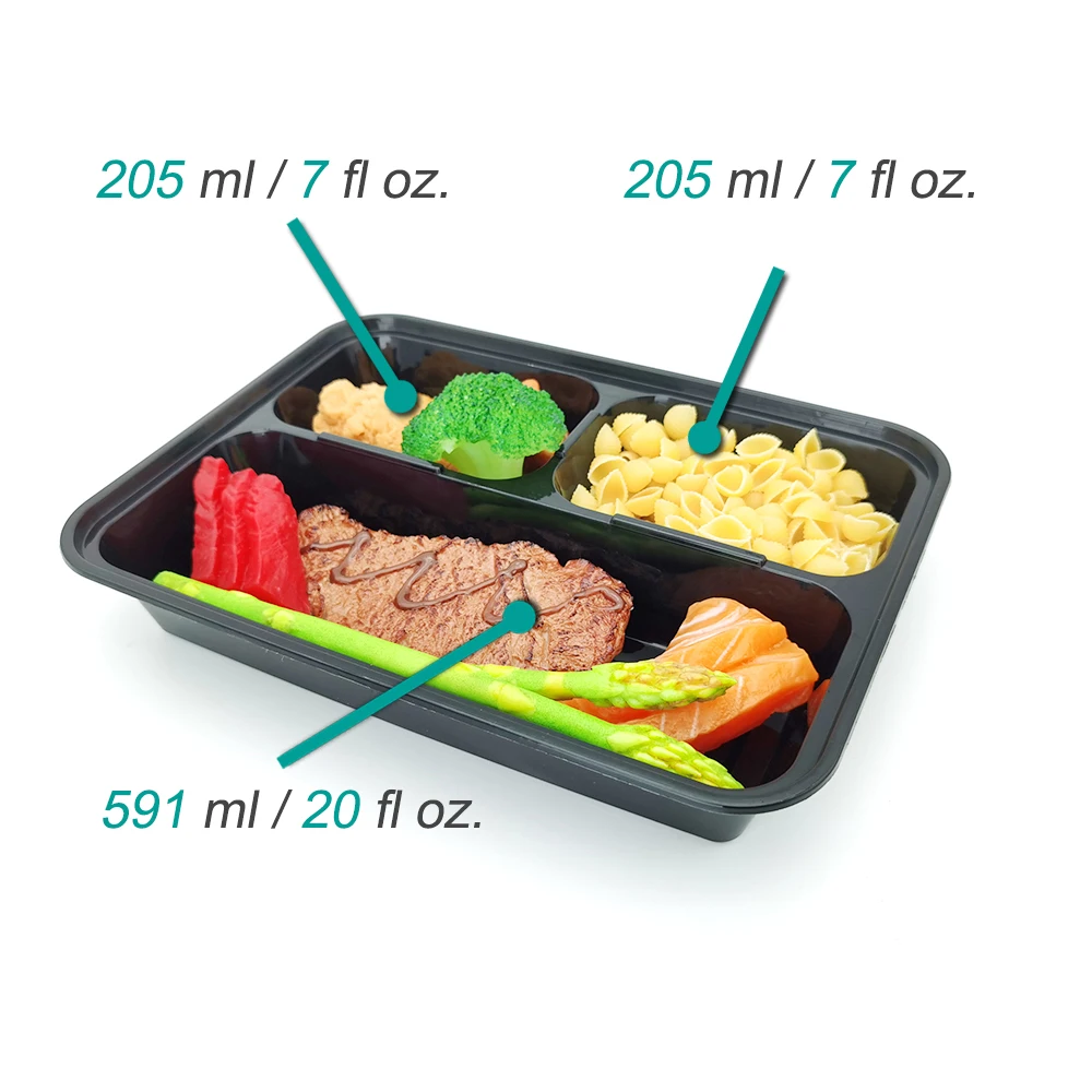 3 Sectional Stackable Plastic Takeout Takeaway Food Containers Low Moq ...