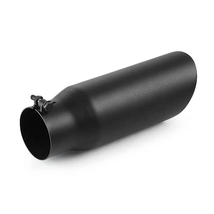 Stainless Steel Rolled Exhaust Tips 3" Inlet 4" Outlet 12" Long Black ...