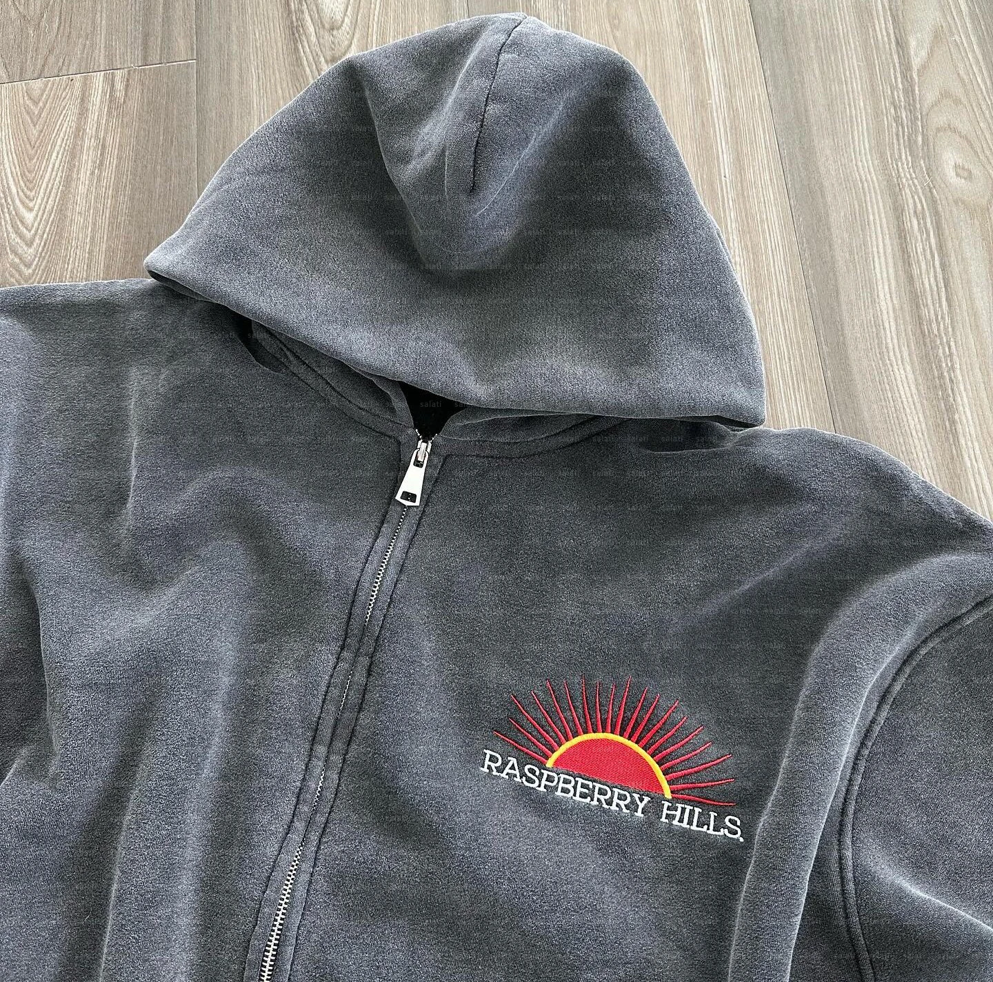 Men's Hoodies Hommes Cotton Thick Stringless Acid Washed Zip Up ...