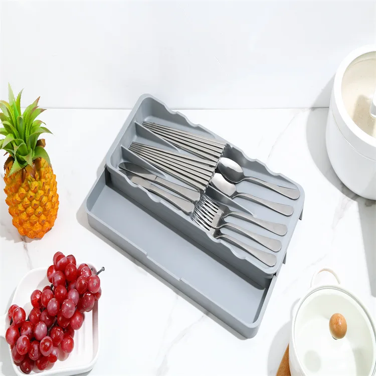 Kitchen Drawer Divider Cutlery Retractable Spoon Storage Box Drawer ...