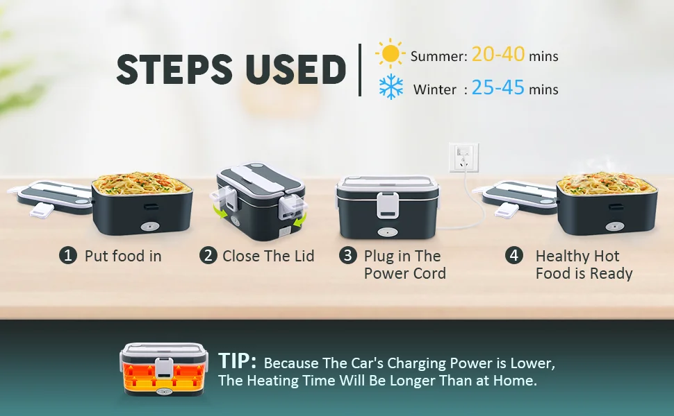 1.8L Self Heating Electric Lunch Box - Portable & Efficient