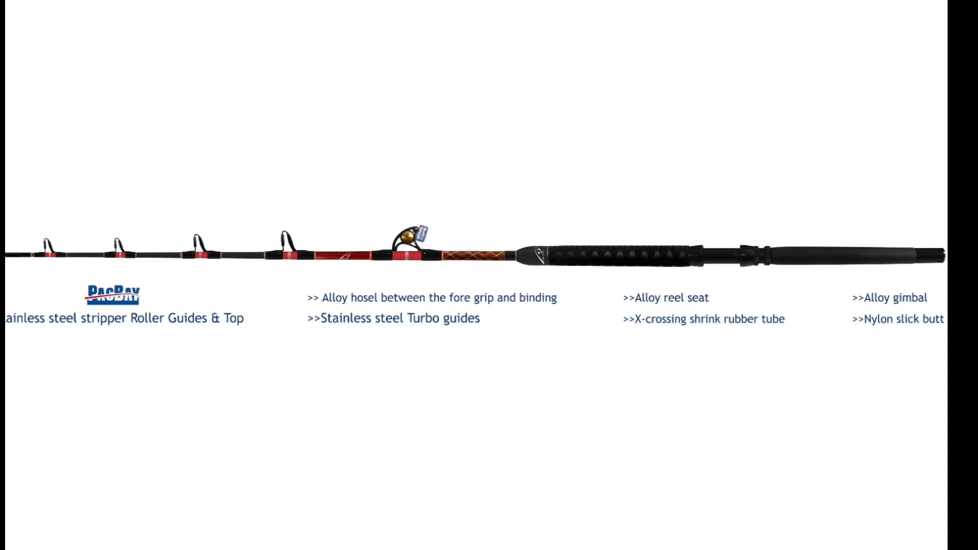 Gm314 Pacbay Newly Aluminium Roller Guides Swivel Tip Slick Nylon Butt ...