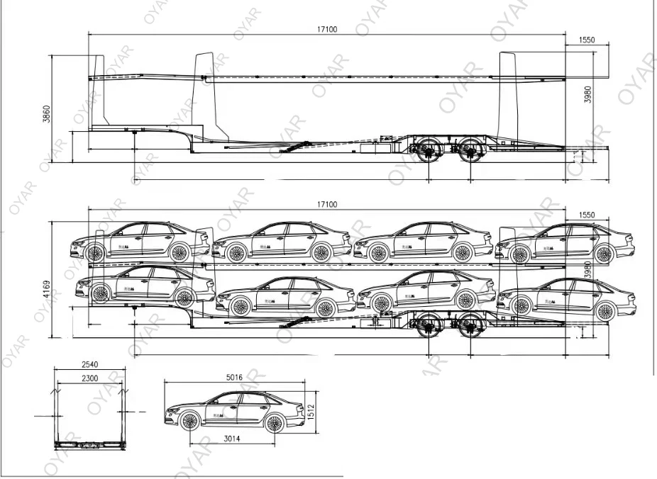 15m Heavy Duty 2 Floors 2 Axle 5-8 Cars Transport Car Trailer Carrier ...