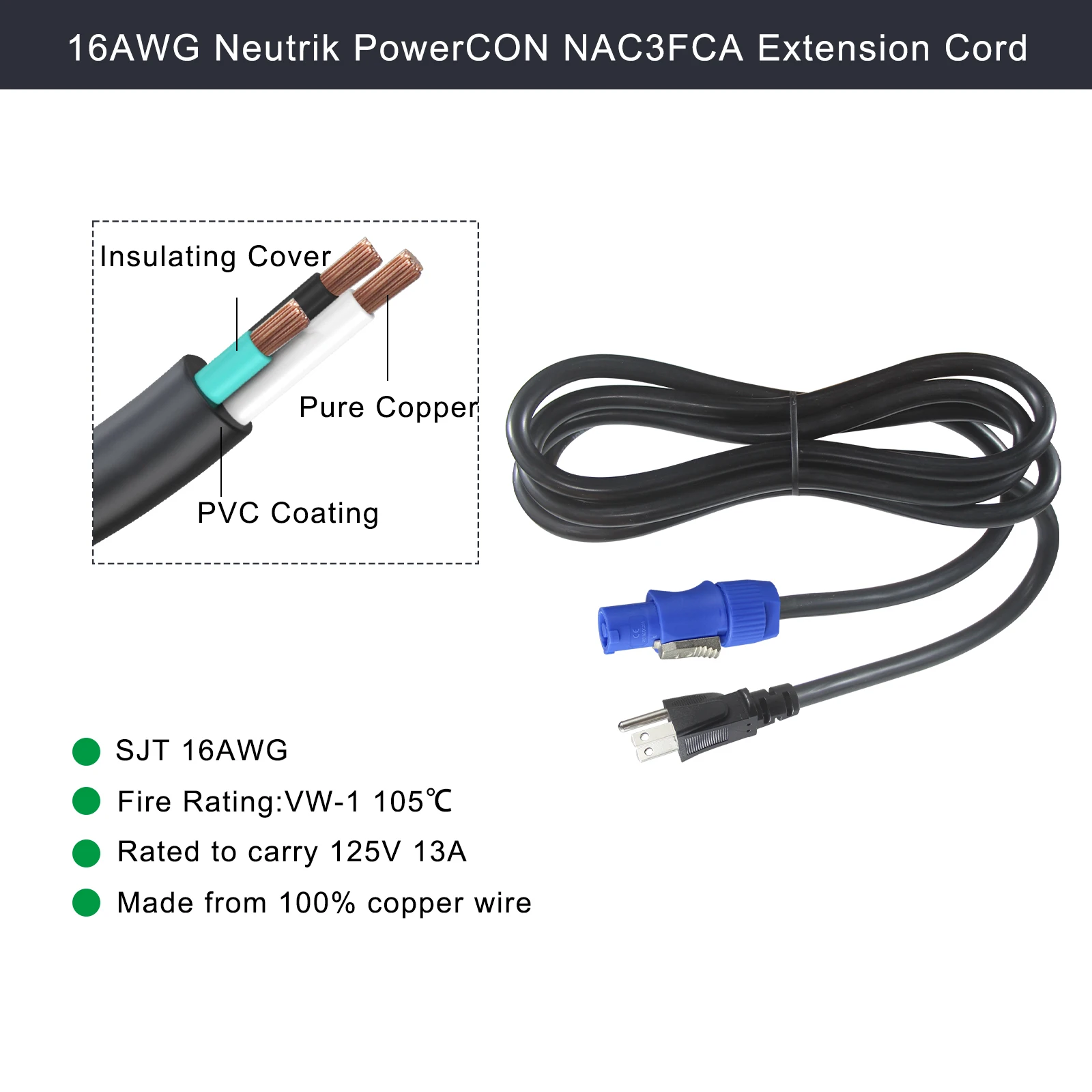 Usa Us Male 3pin Ac Nema 220v To Powercon Nac3fca Male Plug Power Cord - Buy Male End Nema 515p ...