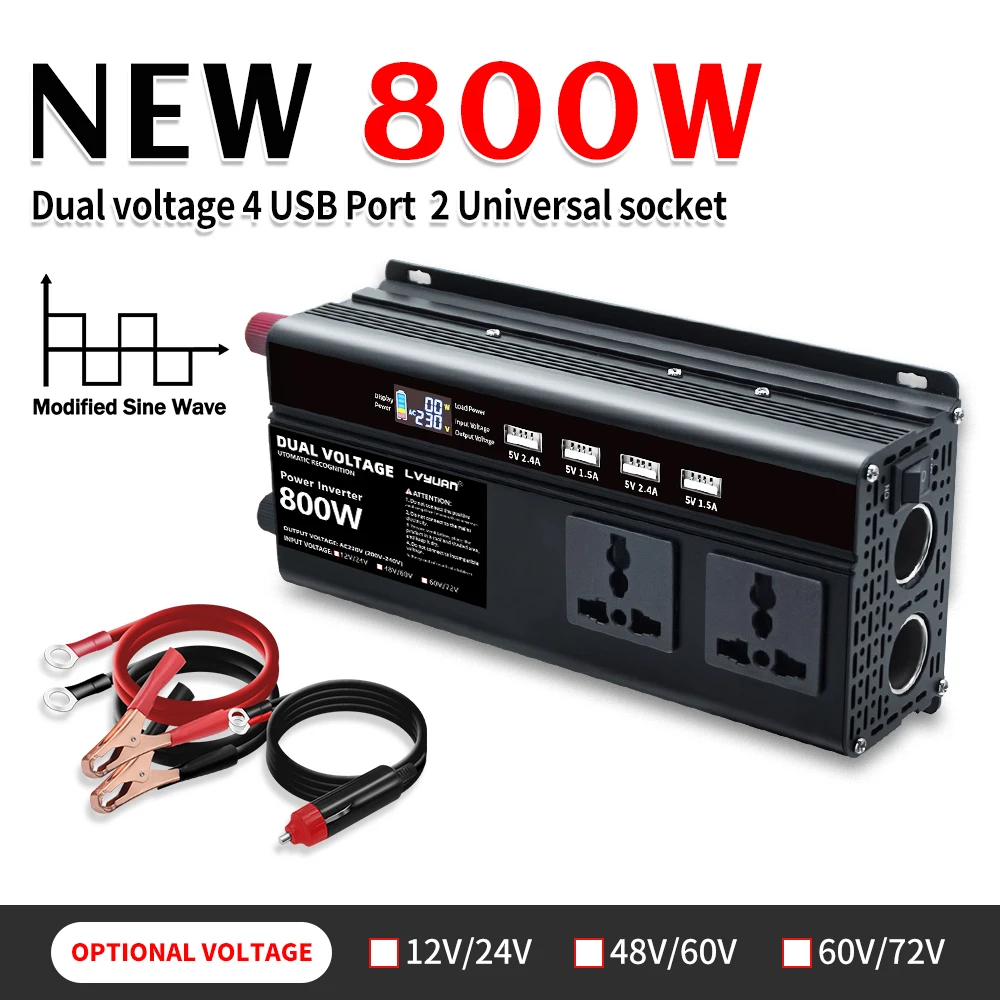 12V 24v 48v to 230V Dual Voltage Converter 800W 1600w Dc Input Ac Drive ...