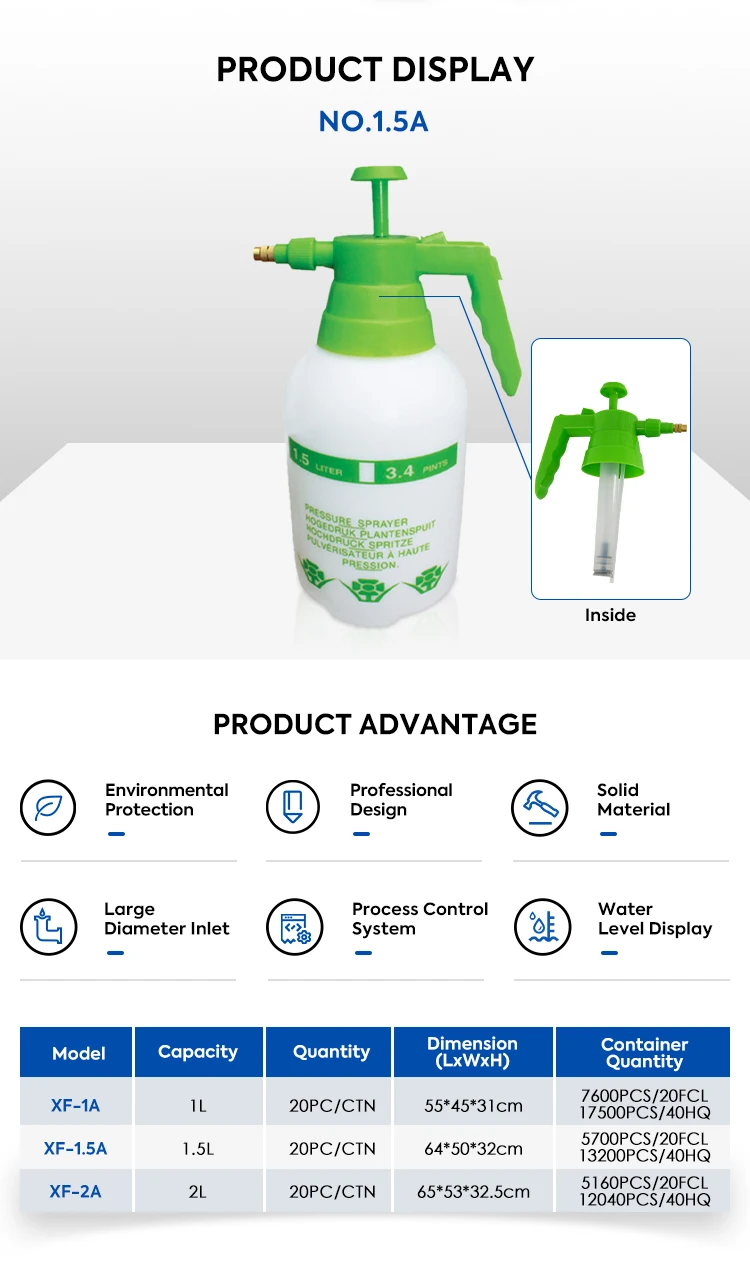 1.5L Agriculture Mini Manual Air Pressure Sprayer Garden Plant Plastic ...