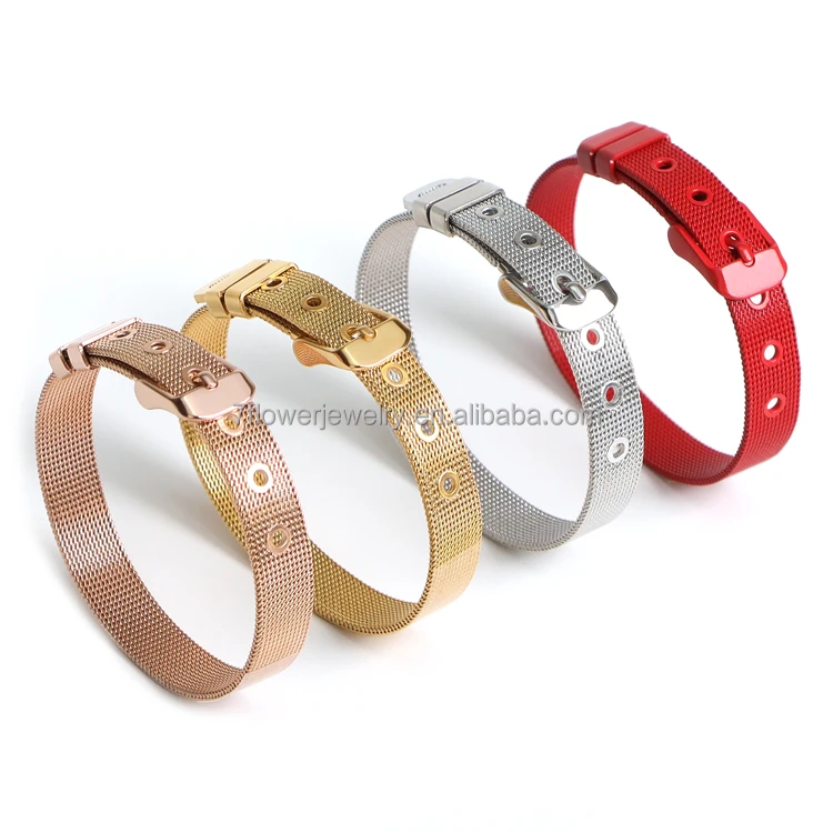 Slide Bracelet 8mm 10mm Stainless Steel Mesh Adjustable Wristband ...
