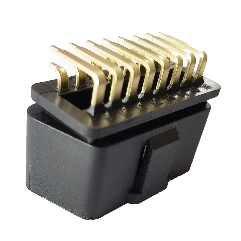16pin 24V OBD2 Connector - Gold Plated, Right Angle Male