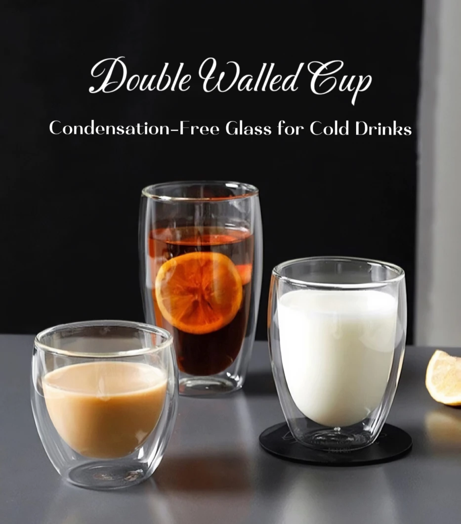 Custom Coffee Glass Cup Milk Tea Glass Cup Double Wall Water Coffee ...