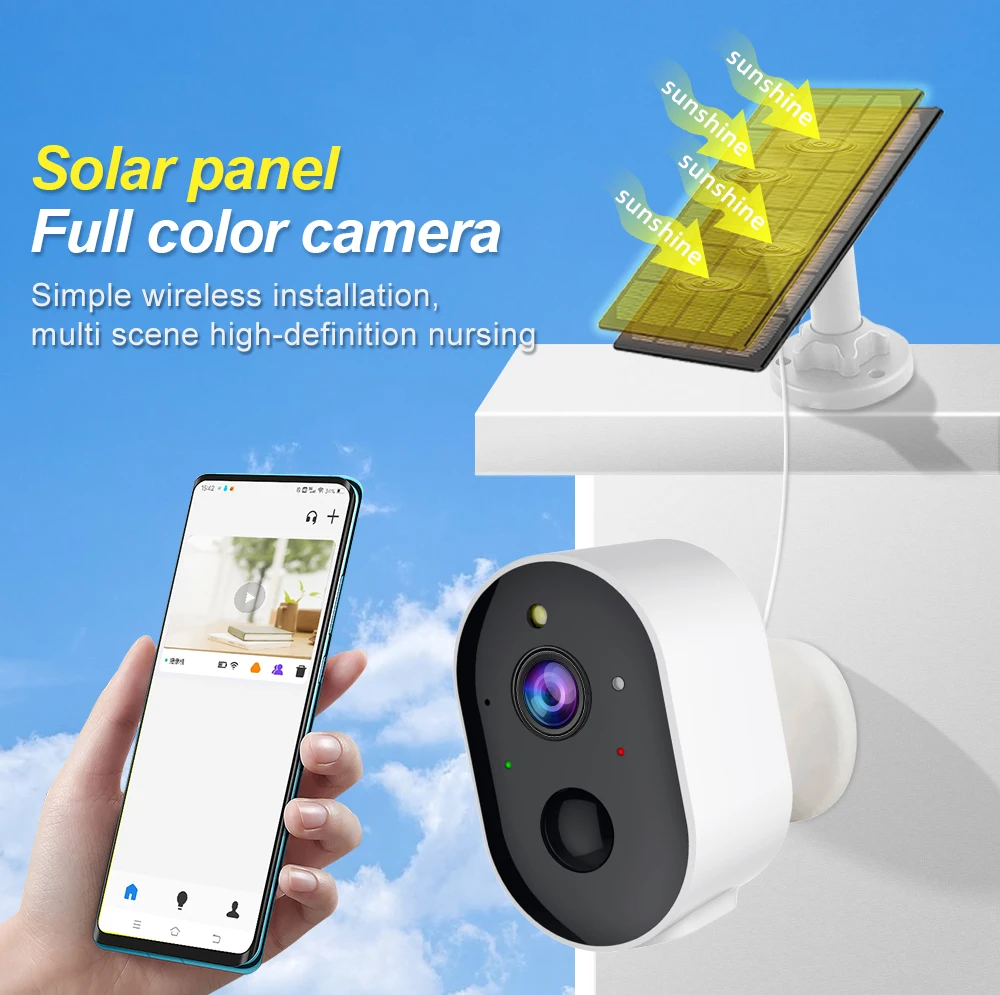 Solar Camera 1080p Hd Tuya Wifi Cctv Security Solar Panel Battery ...