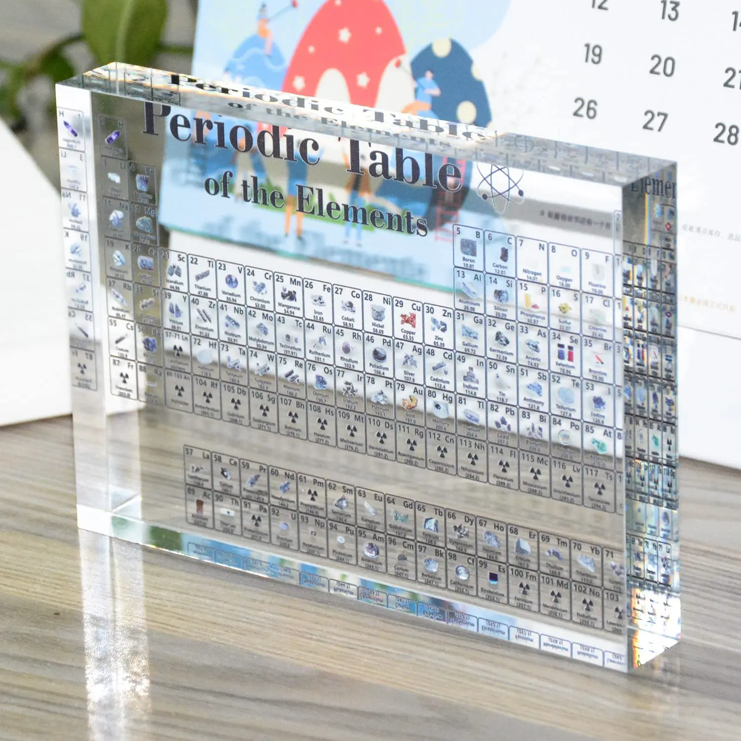 Periodic Table of Elements - Acrylic Display with Stand