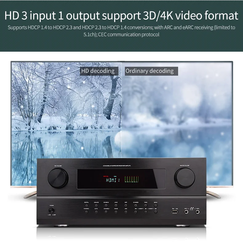 Aluminium Home Theater Power Amplifier Receiver AV Surround Sound