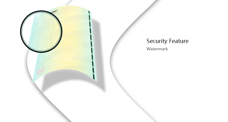 Custom A4 Certificate Security Paper With Watermark And Security Thread ...