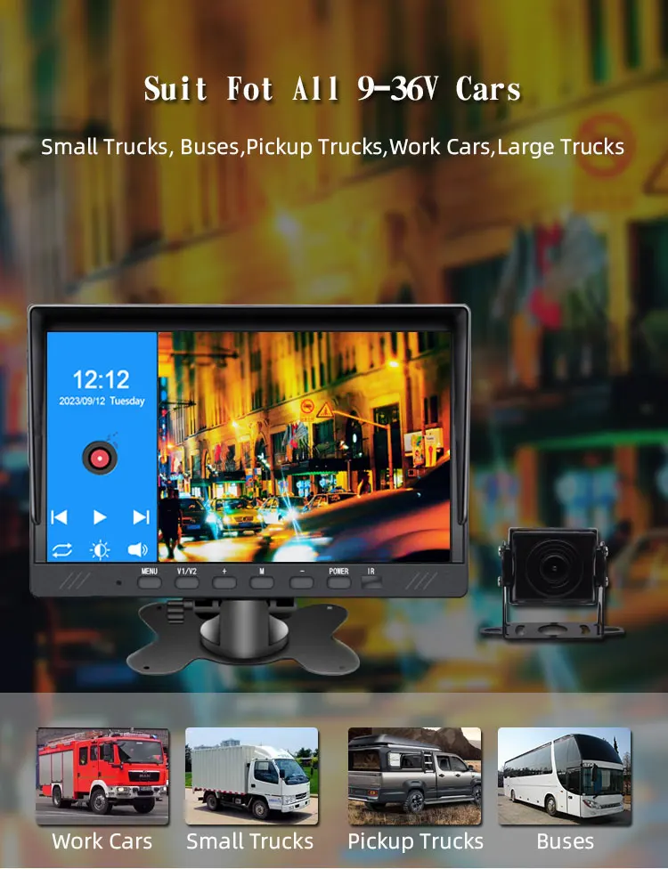 Truck Vehicle 720P BSD System - Aid AI Camera 7 Inch Monitor