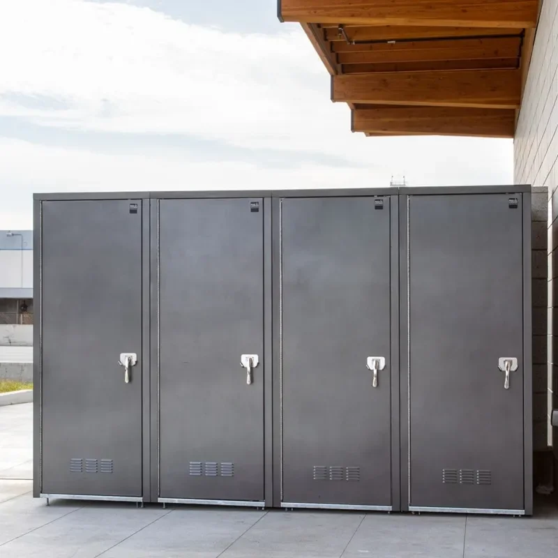 Public Single Door Steel Structure Lateral Bicycle Bike Lockers For ...