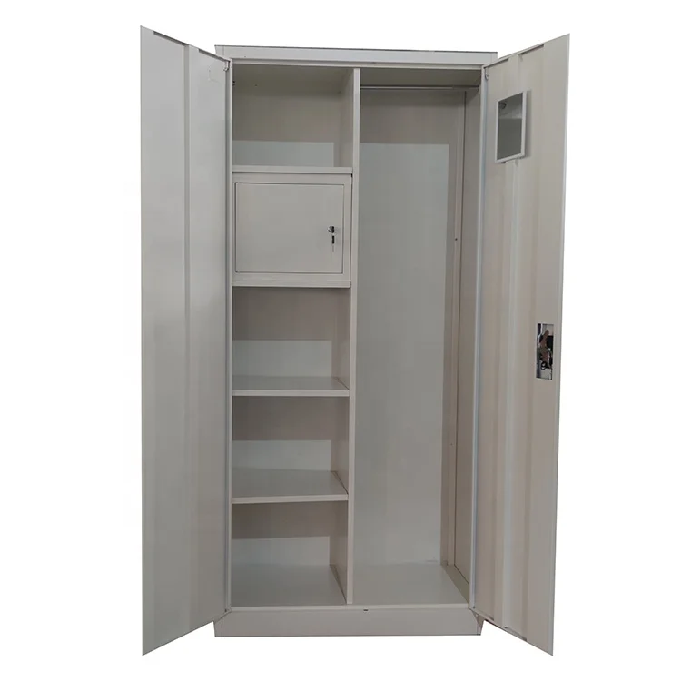 Swing 2 Door Steel Wardrobe Metal Storage Cupboard Half Shelf Half ...