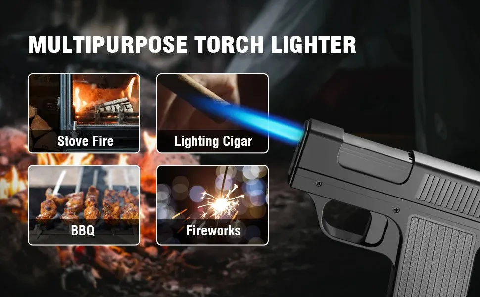 Custom Cool Gun Shaped Lighter Pistol Model Metal Cigarette Case Cigar ...