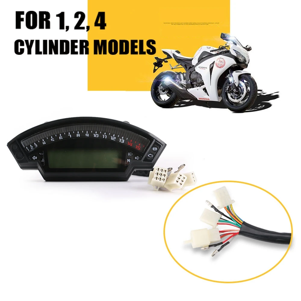 Motoqueen LCD Digital Speedometer - 14000 RPM Motorcycle Odometer