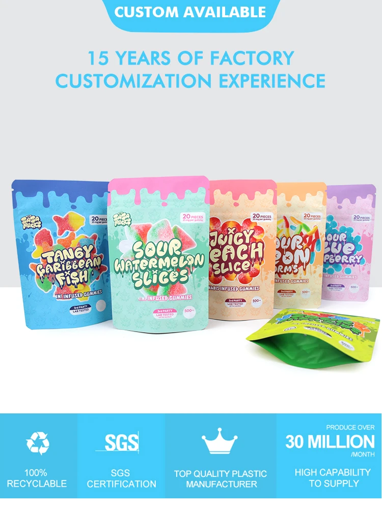 LOQ MOQ Packaging Die Cut Resealable Ziplock Stand up Pouch 1G 2G 3.5G ...
