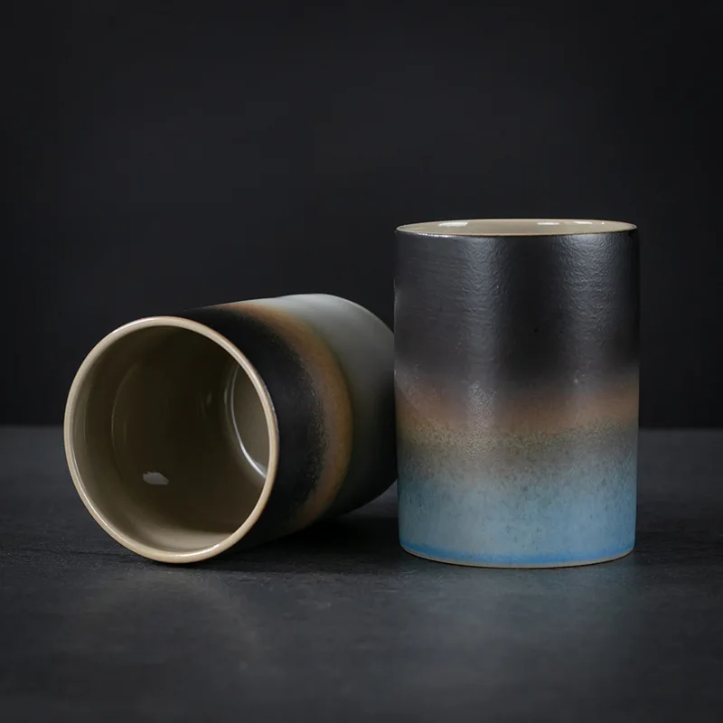 Custom Logo Pottery Clay Coffee Mug Cup Gradient Glazed Japanese Arabic ...