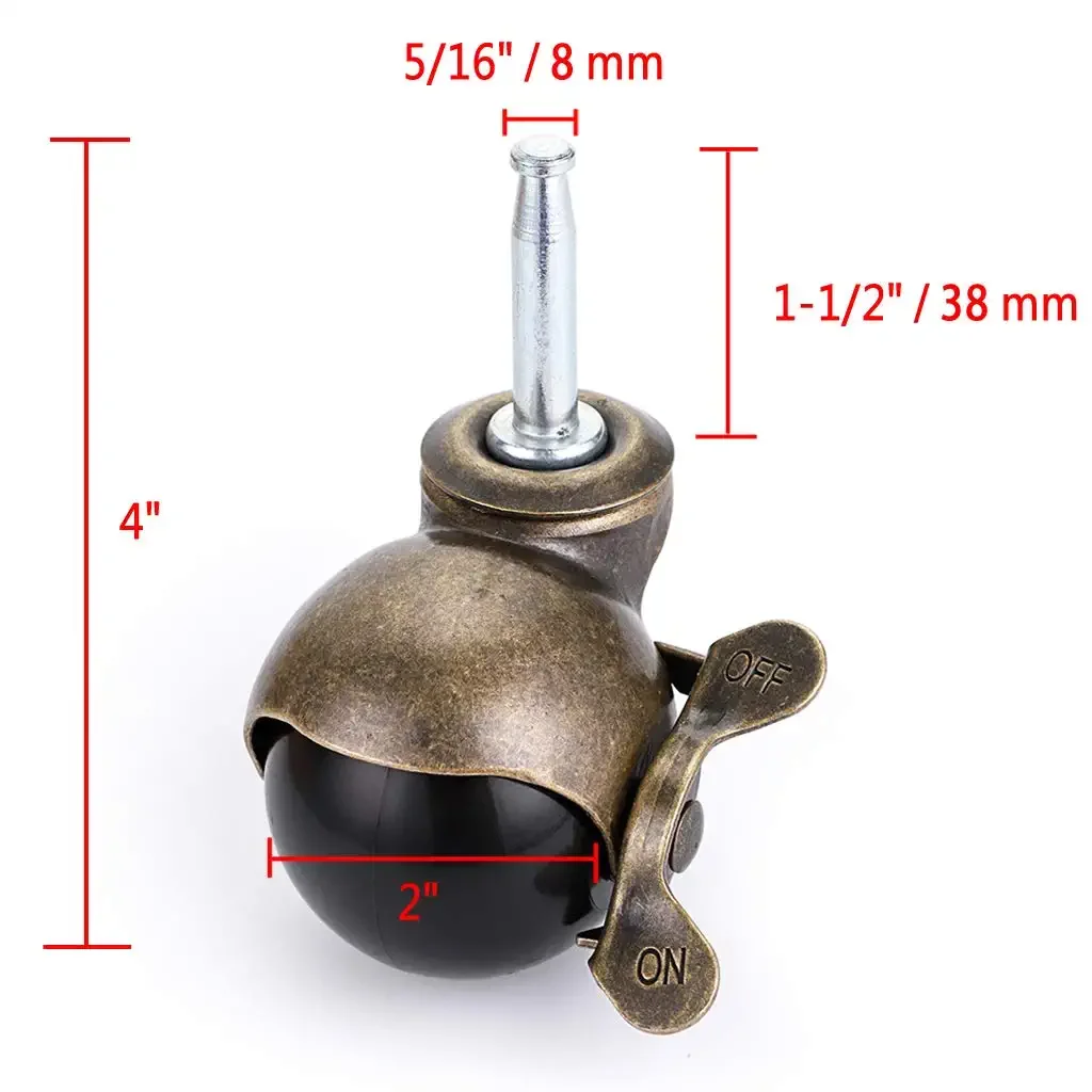 2" Ball Caster,Grip Neck Stem Caster With Brake And Sockets Vintage ...
