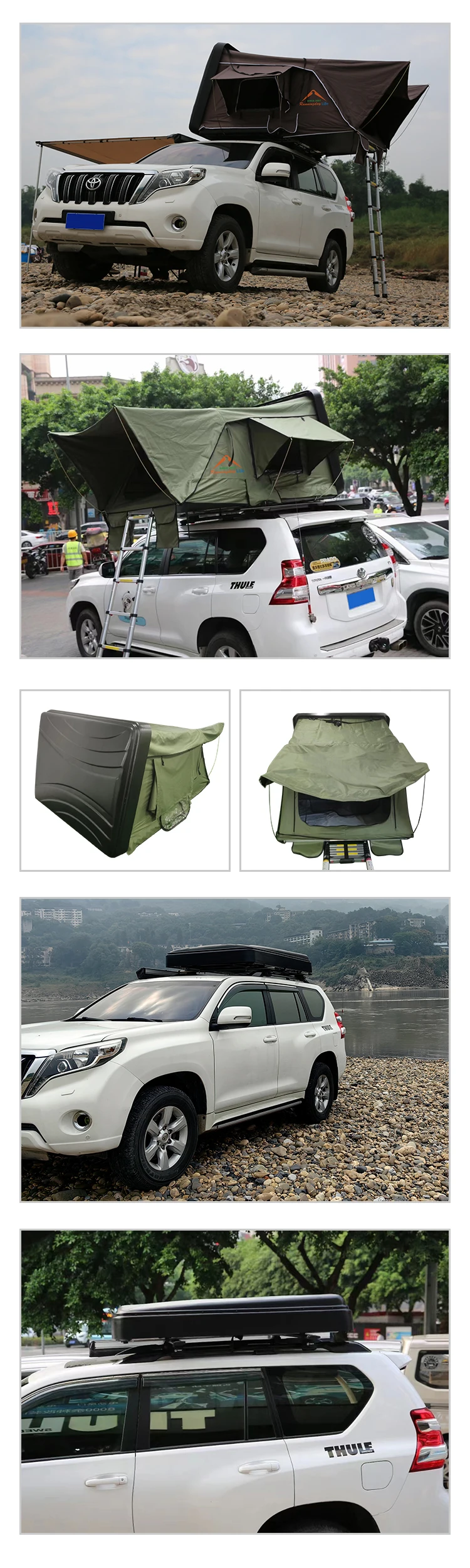 Uptop Campers Inflatable 3-5 Person Clamshell Roof Top Tent Hard Shell ...